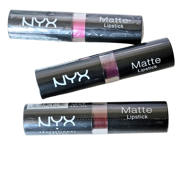 NYX | Makeup | Nyx Matte Lipstick 3pk Aria Crazed Shocking Pink Rose Intense | Poshmark